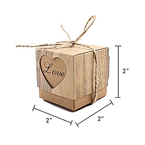 VGOODALL Rustic Candy Boxes,50pcs Wedding Favor Boxes,Love Kraft Bonbonniere Paper Gift Boxes with Burlap Jute Twine for Bridal Shower Wedding Birthday Party Rustic Wedding Christmas Decorations