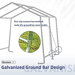 Quictent 7x12ft Heavy Duty Outdoor Storage Shed Portable Garage Shelter Motorcycle Shelter Storage Shelter Outdoor Shed for Patio Furniture, Lawn Mower, and Bike Storage-Dark Gray