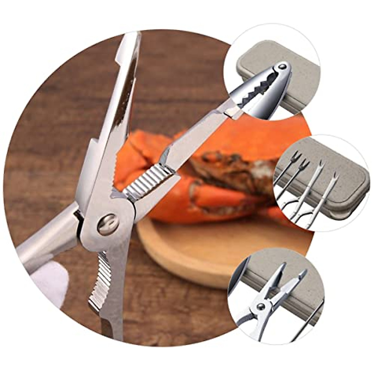 3sets/6pcs Nuts Pecan Picnic With, Case & for Crackers Shellers, Open Storage Including Shellfish Peel Utensils Nut/Steel Accessories Opener and Leg Shell Lobster Tools