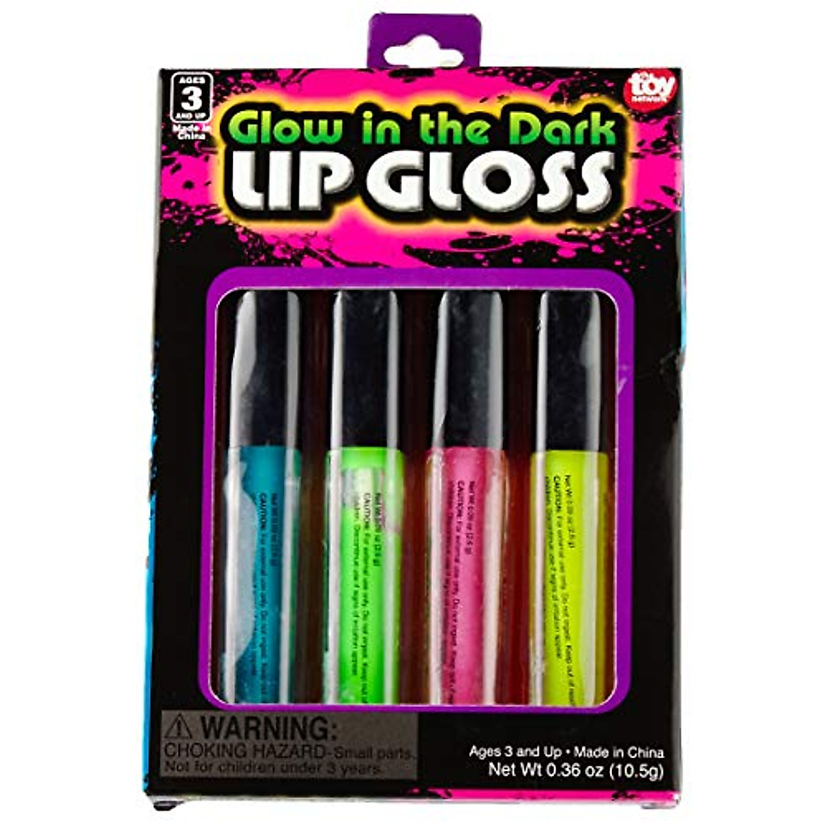 Rhode Island Novelty Assorted Color Glow In The Dark Lip Gloss (4)