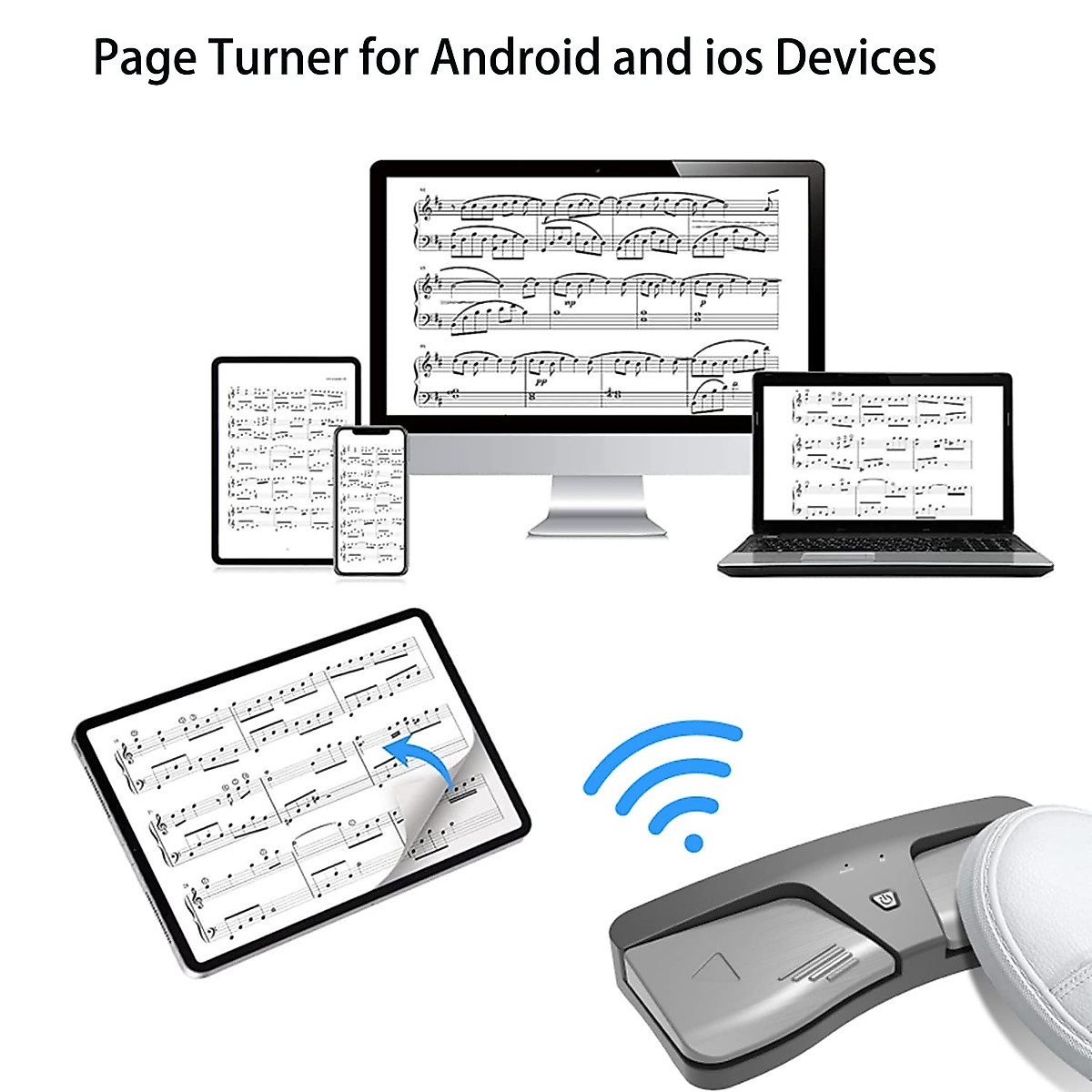 Wireless Page Turner Pedal For Music Support iOS Android Phone Tablets Foot Switch Pedal Control