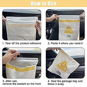 60PCS Easy Stick-On Disposable Car Trash Bags, Portable Self -Adhesive Car Trash Bags, Waterproof Leak Proof Barf Vomit Bags, Suitable for Cars, Bedrooms, Bathrooms, Offices, Kitchens