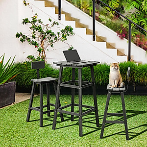 ZJEYEJZ Bar Height Chairs Set of 2, HDPE Front Porch Chairs Set, Weather Resistance Outdoor Bar Stools Set for Spas, Cafes, Swimming Areas, Lodges and Hotels