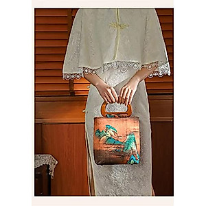 ZLXDP Women's Vintage Handbag National Dinner Handbag Women's Printed Handbag