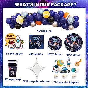 Outer Space Birthday Party Decorations, Outer Space Birthday Party Supplies, Space Themed Decoration Include Space (Foil) Balloon/Happy Birthday Banner/Cake Topper/Plate/Napkin/Cup/Tablecloth/Backdrop