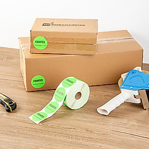 Restaurantware Label Tek 2 x 2 Inch Packaging Stickers 1000 Premium Shipping Labels - Counted Sustainable Green Paper Inventory Stickers High-Visibility with Strong Adhesives
