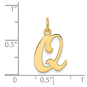 Solid 14k Yellow Gold Initial Letter Q Alphabet Charm Pendant