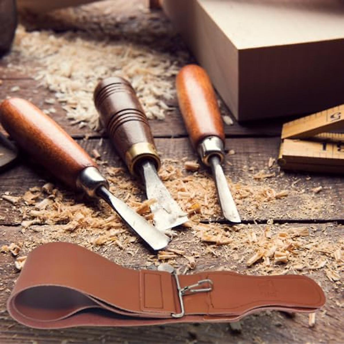 G.B.S Straight Razor Leather Strop Sharpening Strap 2.5" X 23.5" Grain Cowhide- Dual Straps Swivel for Sharpening Razor, Knifes & Kitchen Cutlery Clip, Keeps Your Blade Sharp