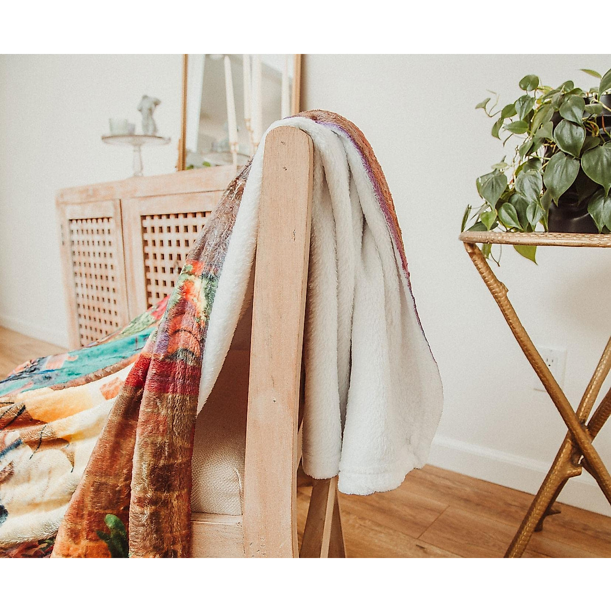 Disney Encanto Family Portrait Silk-Touch Fleece Throw Blanket With Blue Sherpa Backing | Plush Soft Polyester Cover For Sofa and Bed, Cozy Home Decor, Luxury Room Essentials | 50 x 60 Inches