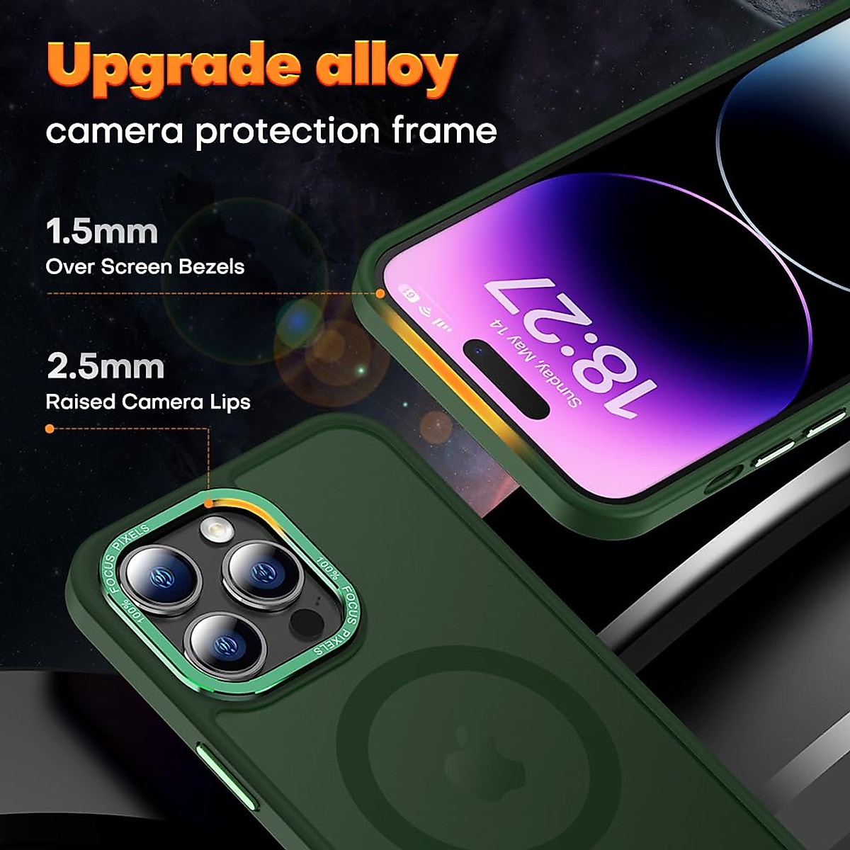 KISEN for iPhone 14 Pro Max Case Magnetic Compatible with MagSafe Slim Translucent Matte Phone Case Cover 6.7 inch, Alpine Green