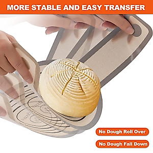 Silicone Bread Sling Dutch Oven - Best Japan Silicone. Non-Stick & Easy Clean Reusable Silicone Bread Baking Mat. With Extra Long Handles Bread Baking Sheet Liner, 1 Grey pcs for Transferable Dough