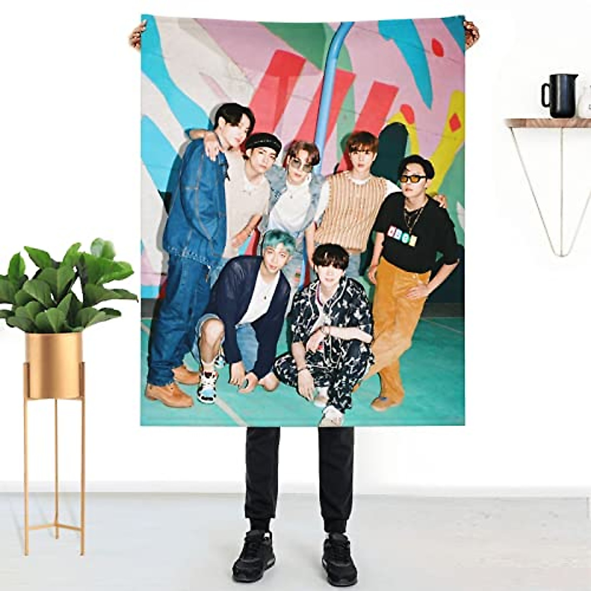 Kpop Throws Flannel Blankets for Girls Women Gifts Ultra-Soft Fleece Blanket Comfy Warmer Decor Bedding Couch Sofa Camp Blankets for Kids Adults Korean Fans(A) 40X50 Inch