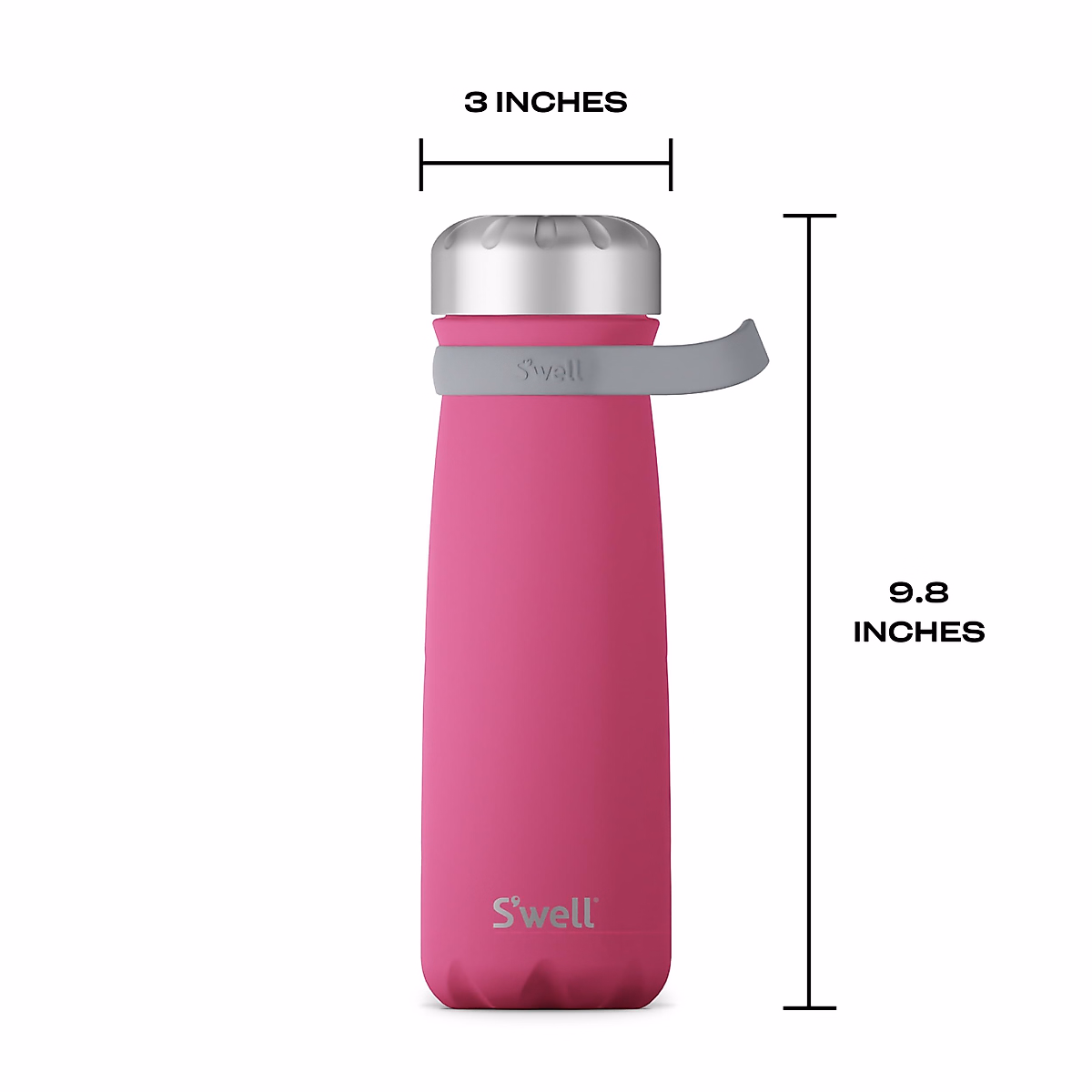 S'well Stainless Steel Traveler With Handle, 24oz, Azalea Pink, Triple Layered Vacuum Insulated Containers Keeps Drinks Cold for 40 Hours and Hot for 16, BPA Free, Easy Carrying On the Go