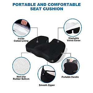 anngrowy Seat Cushion Office Chair Cushion Car Seat Cushion for Back Tailbone Pain Relief Wheelchair Cushions Butt Pillow Cushion Memory Foam Coccyx Cushion for Computer Office Chair Car Seat Driver