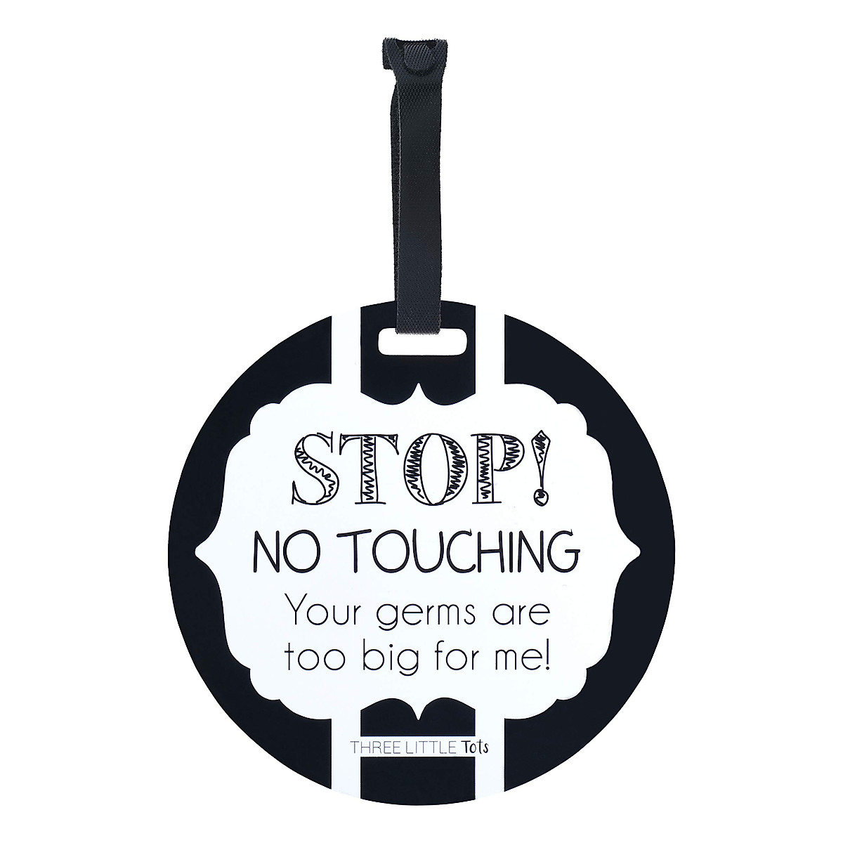 No Touching Baby Car Seat Sign for Newborn Car Seat or Stroller (Black & White)