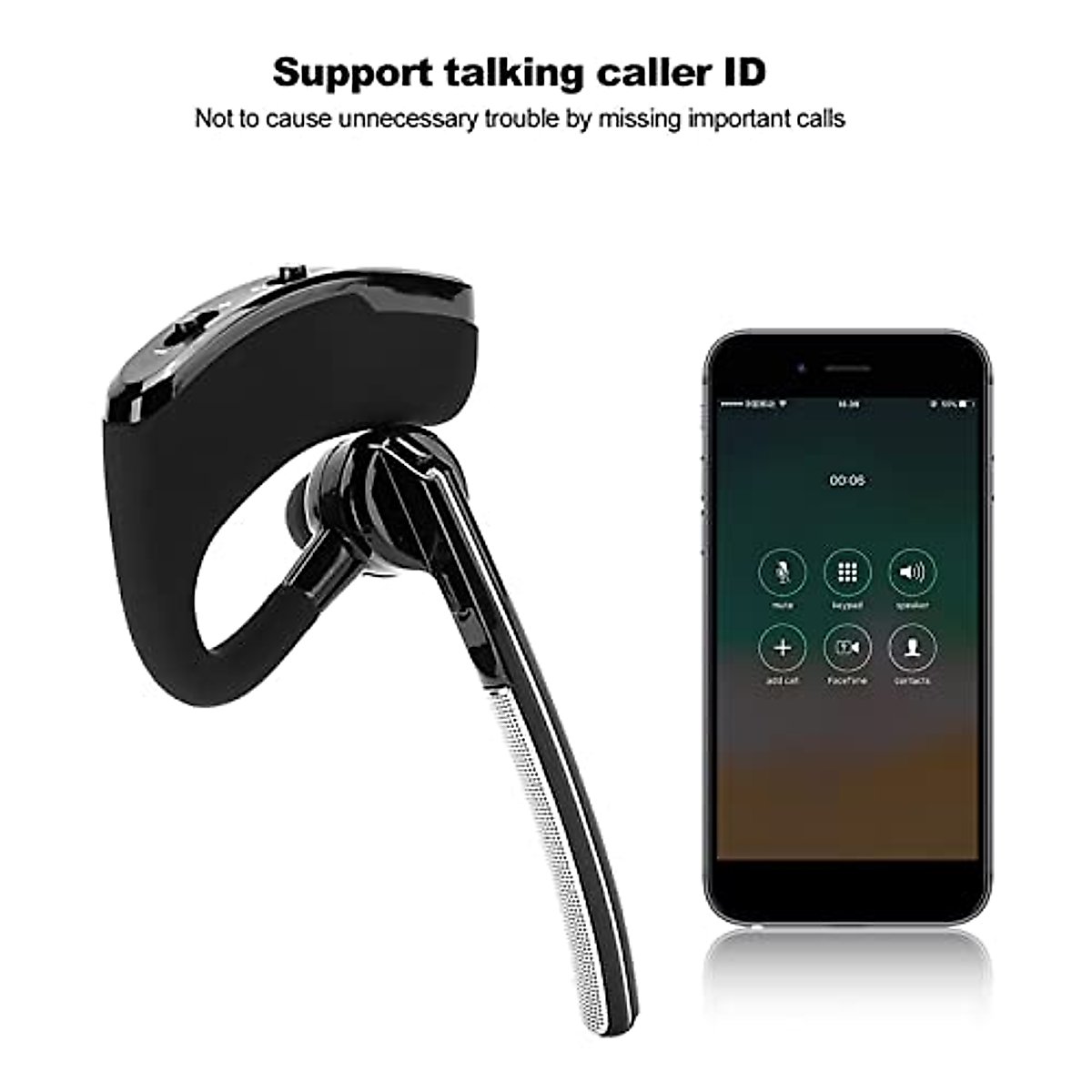 Hilitand V8 Business Bluetooth Headphone Intelligent Voice Prompt Function Intelligent CSR chip Powerful and Diverse Functions for Driving