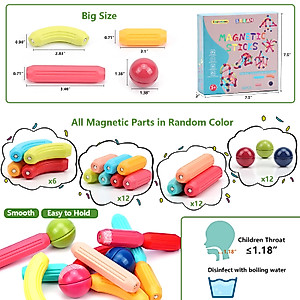 COUOMOXA Magnetic Building Blocks for Kids: STEM Educational Learning Toys - Montessori Fun Indoor Preschool Activity for Toddlers and 3+ Year Olds