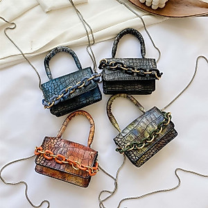 Women's Mini Crocodile Pattern Crossbody Clutch Bag Handbag (Green)