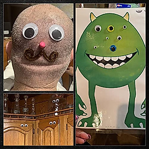 Trimming Shop 100pcs Plastic Self-Adhesive Wobbly Googly Wiggle Eyes for DIY Crafts, Teddy Bear Doll Making Toys Sticky Eyes, Black & White