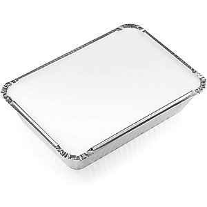 DecorRack 14 Aluminum Pan Disposable with Flat Board Lids, 2.25 Lb Heavy Duty Rectangular Tin Foil Pans, Perfect for Reheating Leftover Food, Baking, Roasting, Meal Prep, to-Go Containers (14 Pack)