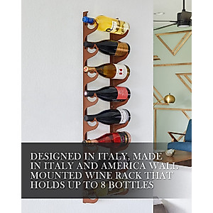 di prima usa Wall Mount Wine Rack - Holds 8 Bottles with Elegance & Durability - Italian Inspired Wall Mount Wine Rack & Robust Steel Construction