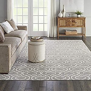 Nourison Jubilant Contemporary Grey 7'10" x 9'10" Area -Rug, Easy -Cleaning, Non Shedding, Bed Room, Living Room, Dining Room, Kitchen (8x10)