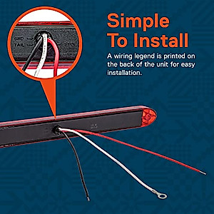 TRUE MODS 2pc 16" 11 Red LED Trailer Light Bar [DOT Compliant] [IP65 Waterproof] [Park/Brake/Turn Signal] Running Marker ID Trailer Tail Light for 80" Utility Marine Boat Trailers