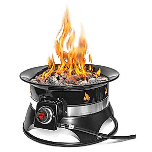 Outland Living 870 Premium Auto-Ignition Smokeless Outdoor Portable Propane Fire Pit with Cover & Carry Kit, 19-inch 58,000 BTU, Black