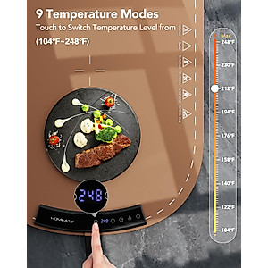 Food Warming Mat, Electric Warming Trays for Food Countertop Buffet, Food Warmers for Parties Food Heating Mat with 9 Temperature Setting & 7.2ft Cable & Foldable (Brown)
