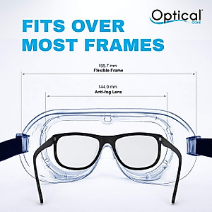 Safety Goggles | FDA Registered | Anti-Fog Design | Fits Over Glasses | Scratch Resistant | Medical Goggles | Lab Goggles | Science, Biology, Chemistry, Work, Nurse