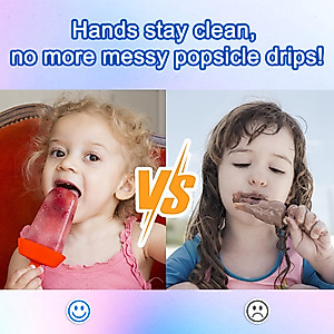5PCS Drip Free Popsicle Holder, Reusable Silica gel Popcical Holder, Silicone burr-free safety Mess Free Frozen Treats Holder with Straw Popsicle Holder for Kids (5 colors)