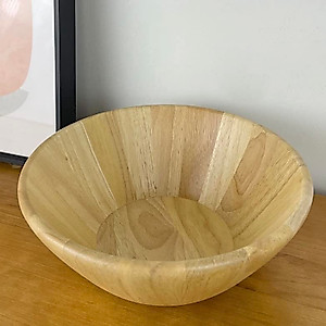 Handmade Wooden Bowls 10” - 100% Natural Hardwood Serving Bowls for Fruits, Salads, Snacks and More l Family-Style Dining l Wooden Salad Bowl - Home Decor & Kitchen