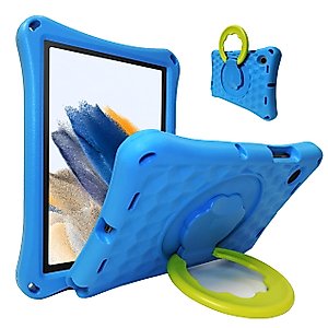 Riaour Case Fits Samsung Galaxy Tab A8 10.5 inch 2022 SM-X200/SM-X205/SM-X207,Lightweight EVA Kids Friendly Shockproof 360 Rotating Grip Handle Folding Stand Cover Fit Samsung Tablet A8 Case-Blue
