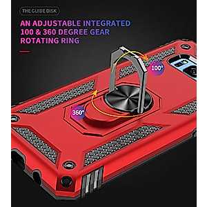 Androgate Samsung Galaxy S8 Case with HD Screen Protectors (NOT fit S8 Plus), Military-Grade Metal Ring Holder Kickstand 15ft Drop Tested Shockproof Cover Case for Samsung Galaxy S8 (2017) Red