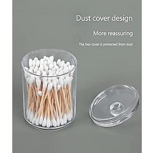 Vrpshe 2 Pack Qtip Holder Dispenser for Cotton Ball, Cotton Swab, Cotton Round Pads, Dispenser Holder Transparent Acrylic Storage Organizer Containers Cotton Rounds Display Rack With Lid (2)