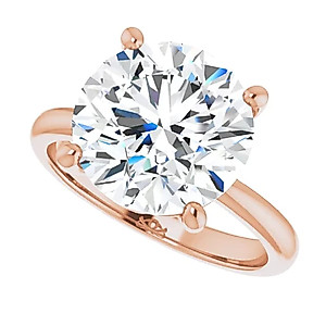 Moissanite Engagement Ring 5 Carat Round Handmade Solitaire Diamond Bridal Wedding Gifts for Women Ring VVS Colorless (925 Silver (Rose Gold Plated))
