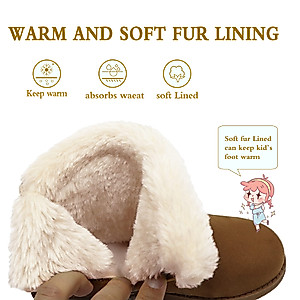 festooning Girls Faux Fur Shearling Style Boots Girls Warm Winter Non-Slip Zip Snow Boots for Indoor Outdoor Size 2