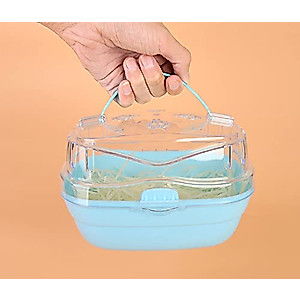 Portable Carrier Hamster Carry Case Cage with Water Bottle Travel&Outdoor for Hamster Small Animals (Blue)