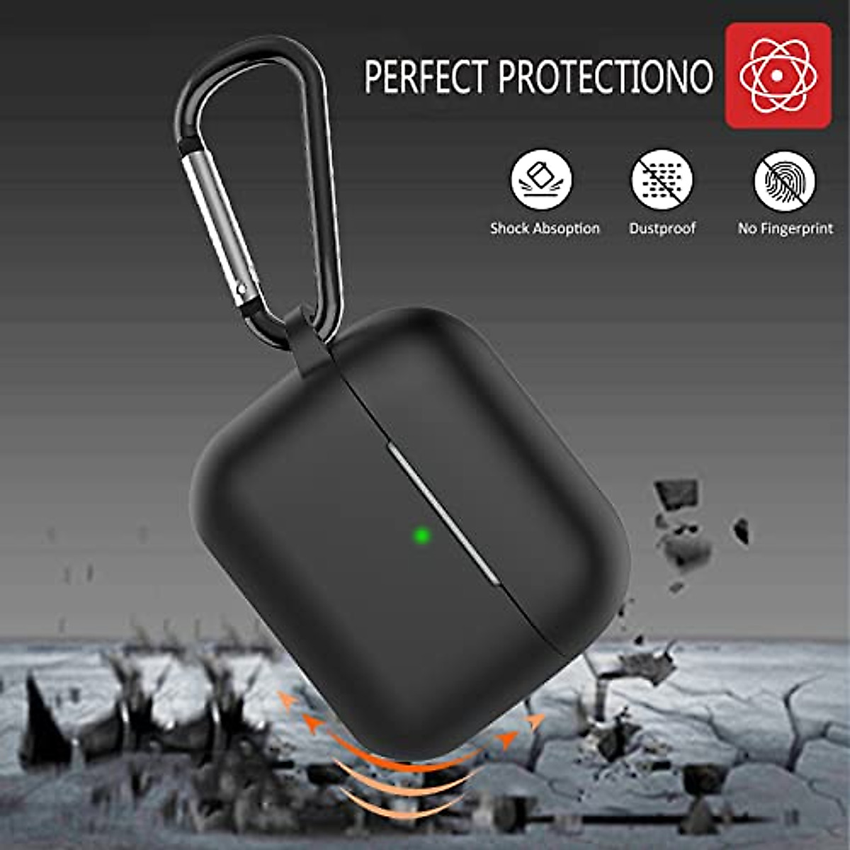 Coffea for AirPods 3 Case, Protective Silicone Case Cover with Keychain for Apple AirPods 3rd Generation 2021, [US Patent Registered] - Black