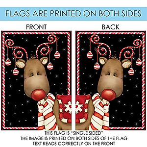 Toland Home Garden 111238 Candy Cane Reindeer Christmas Flag 12x18 Inch Double Sided Christmas Garden Flag for Outdoor House Winter Flag Yard Decoration