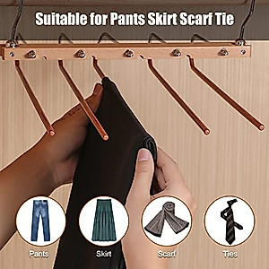 2 Pack - Pants Hanger Space Saving, Solid Wood Non-Slip Pants Hanger, Multifunctional 5 Layer Closet Pants Hanger for Closet Storage Pants Hanger