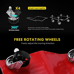 VIVOHOME Heavy Duty Vehicle Mover Dolly of 4 Piece, Wheel Dolly Car Stakes 6000lbs Capacity, Car Roller Dolly Moving Cars, Trucks, Motorcycles, Red