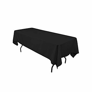 New Creations Fabric & Foam Inc, 60" Wide by 120" Long Rectangular Polyester Poplin Tablecloth, Black