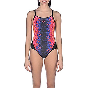 Arena Triangle Prism Superfly Back MaxLife One Piece Swimsuit, Pink Multicolor - Black, 22