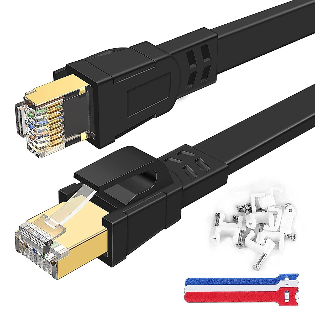 Deegotech CAT8 Cable 2Pack (30ft, Black, 1)