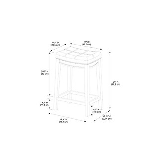 Linon Claridge Counter Stool, Black, 26" x 18" x 12.75"