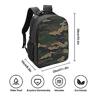 Camo Camouflage 16 Inch Backpack Durable Laptop Backpack Casual Shoulder Bag Travel Daypack