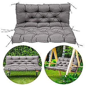 Swing Cushions 2-3 Seater Replacement Waterproof Porch Swing Cushions with Backrest and Straps Thicken 4" Swing Cushion Replacement for Outdoor Swing Cushions Patio Garden Furniture Terrace (60*40in)