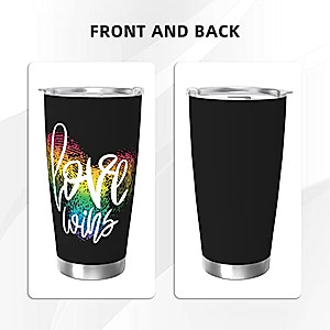 SDERDZSE Lgbtq Pride Month Rainbow Gay Tumbler 20oz Coffee Cup Insulated Tumblers Stainless Steel Tumbler With Lid Coffee Travel Mug For Home Outdoor