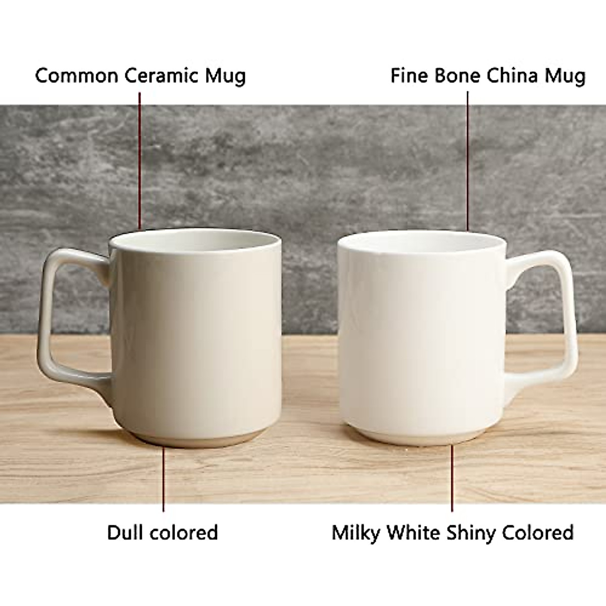 FunIdea Fine Bone Ceramic Coffee Mug with Handles for Hot Beverages Coffee Cappuccino Latte Cocoa Tea Perfect for Home (15oz)